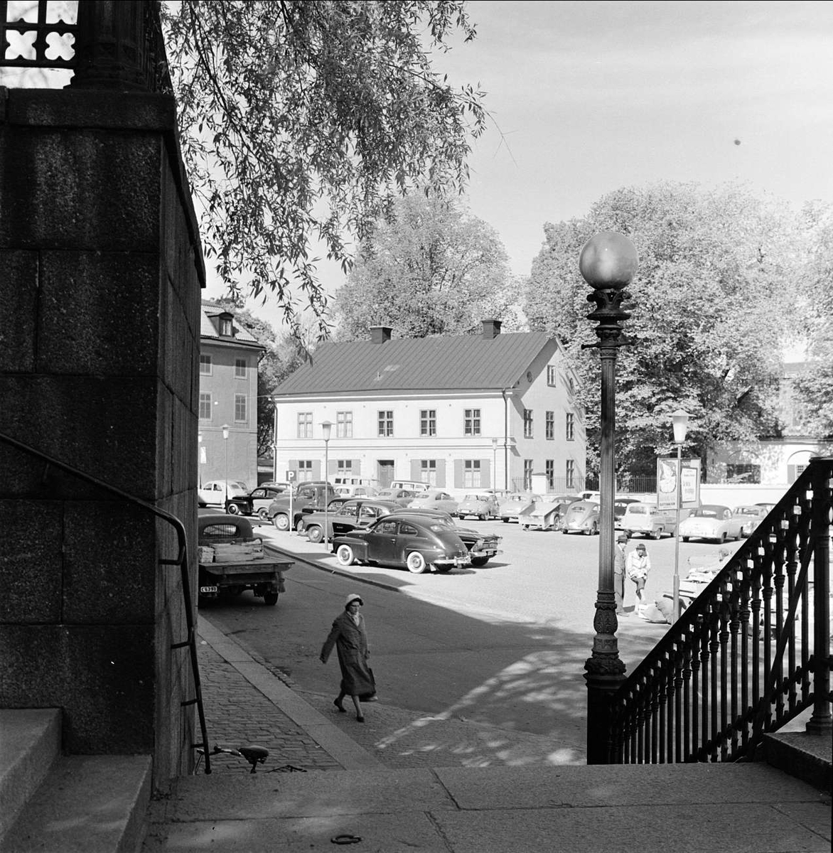 Trappa från Uppsala domkyrka ner till S:t Eriks torg, Uppsala 1959 ...