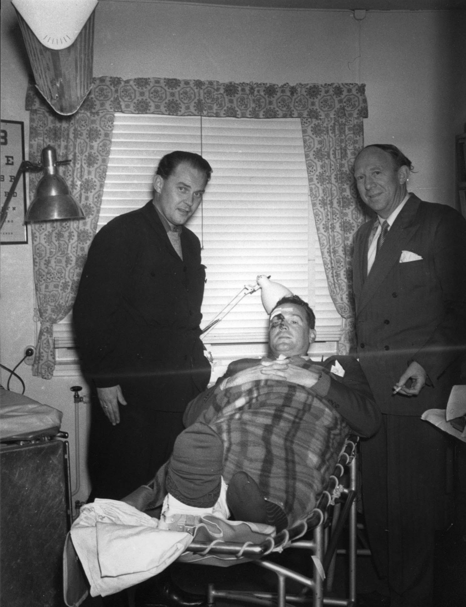 Tynset, Sykehus, Skadet mann i seng, Rolf Kirkvåg, Einar Disen, Leif ...