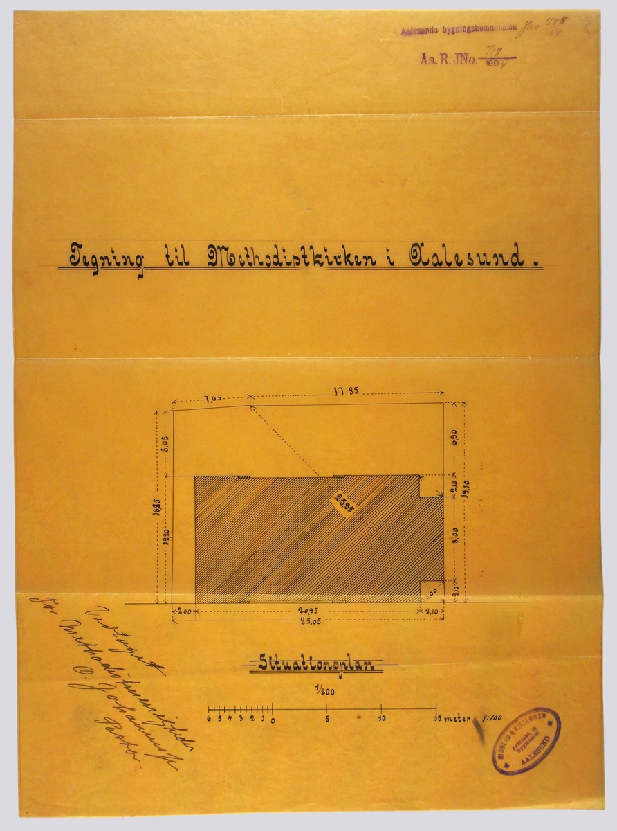 Tegning til Methodistkirken i Aalesund [Arbeidstegning ...