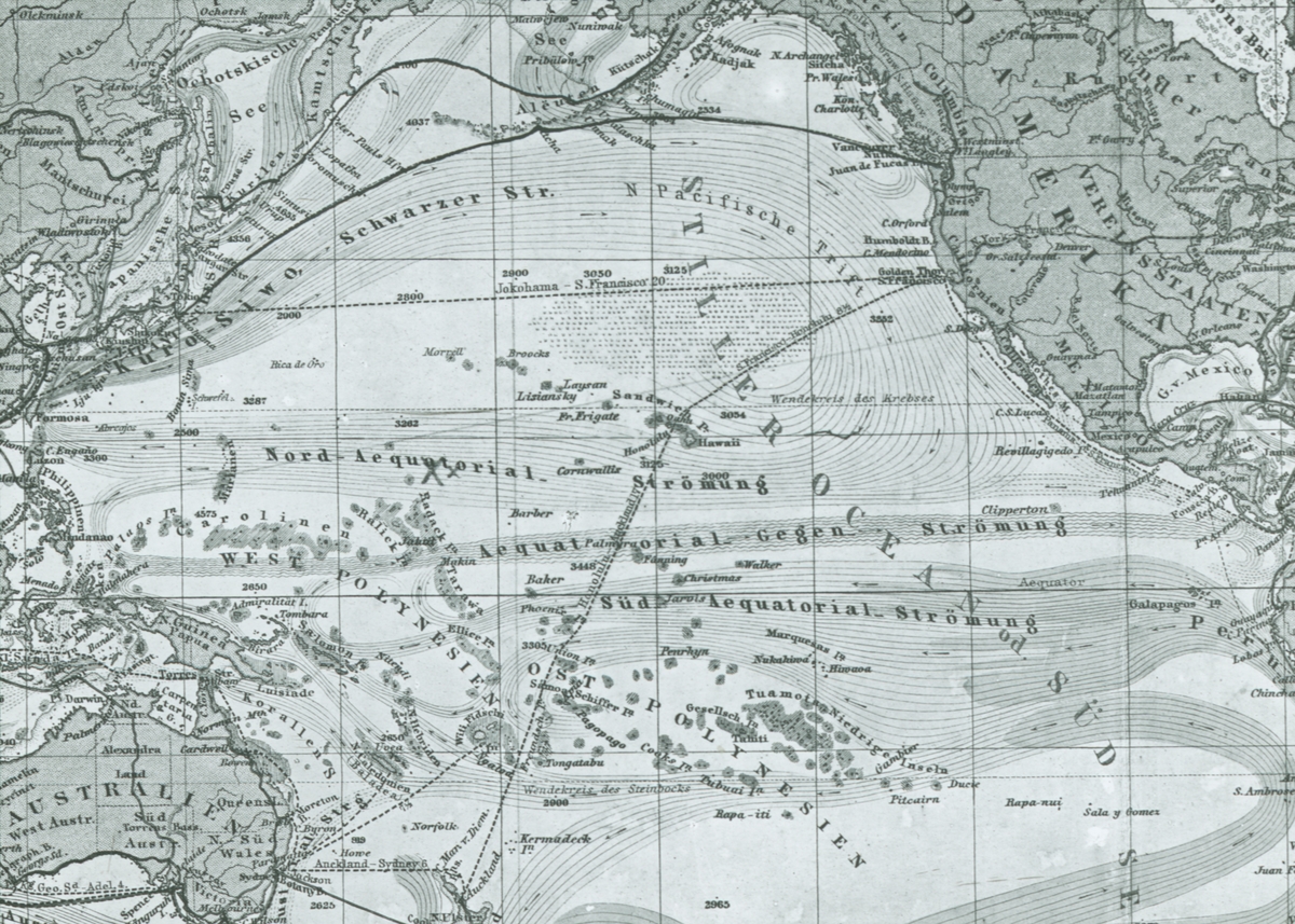 Map of the Pacific Ocean - Tekniska museet / DigitaltMuseum