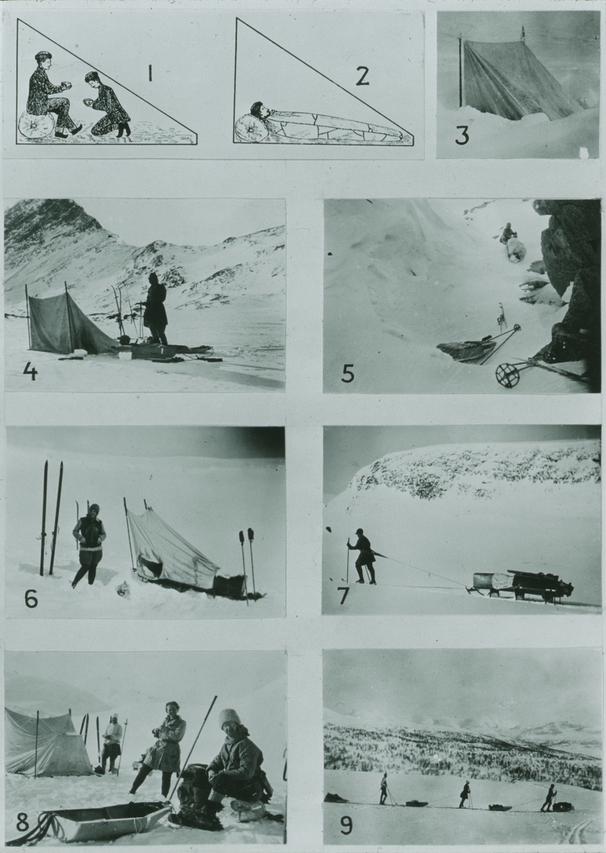 Spetsbergenexpedition. Expeditionsdeltagare, snö och tält. - Tekniska ...