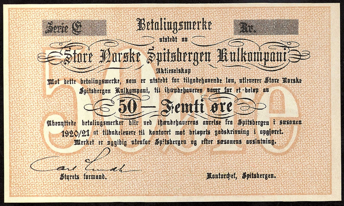 Svalbardsedler SNSK - Svalbard museum / DigitaltMuseum