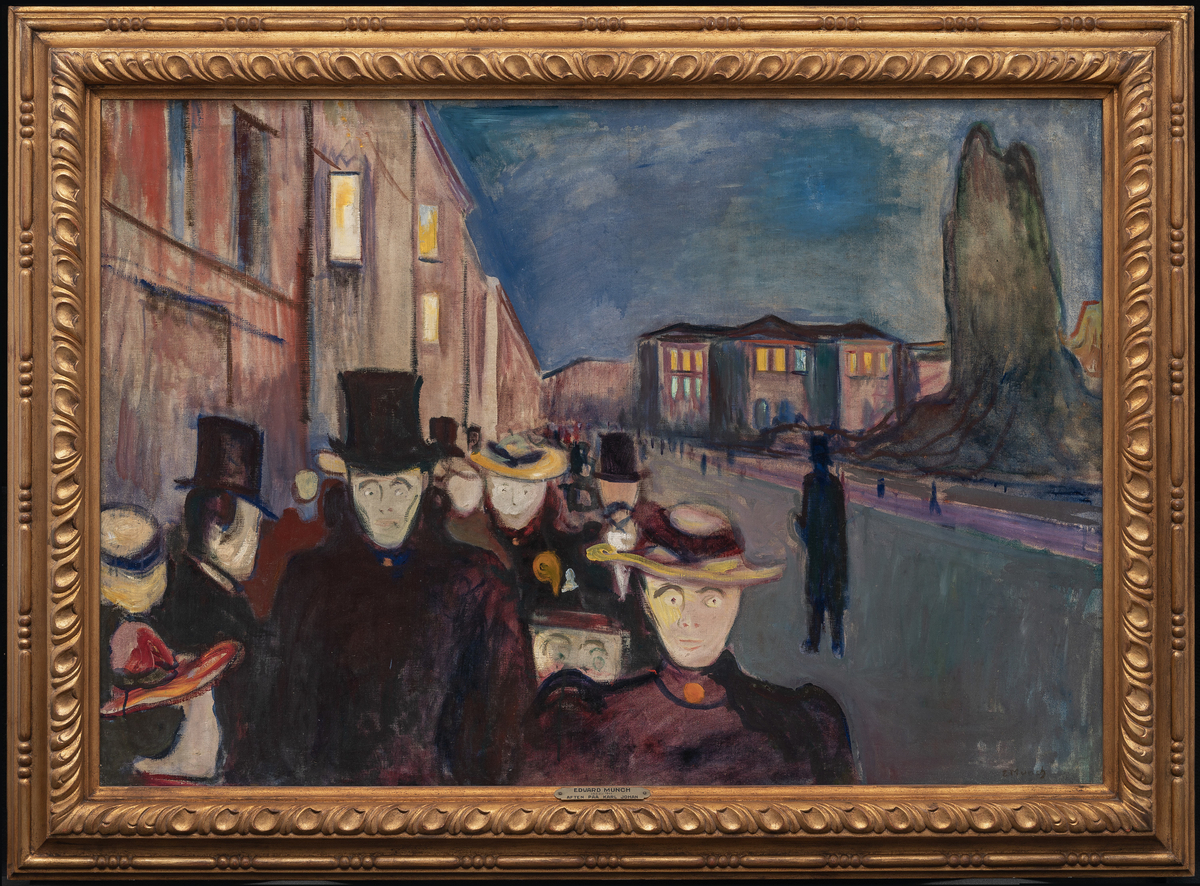 Aften på Karl Johan [Olje på lerret] - Kode / DigitaltMuseum