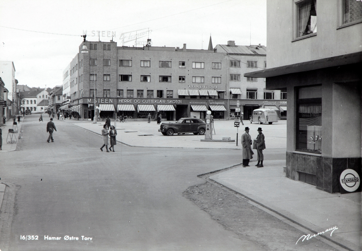 Postkort, Hamar, Østre Torg, Torggata, Hotell Astoria, Standard ...