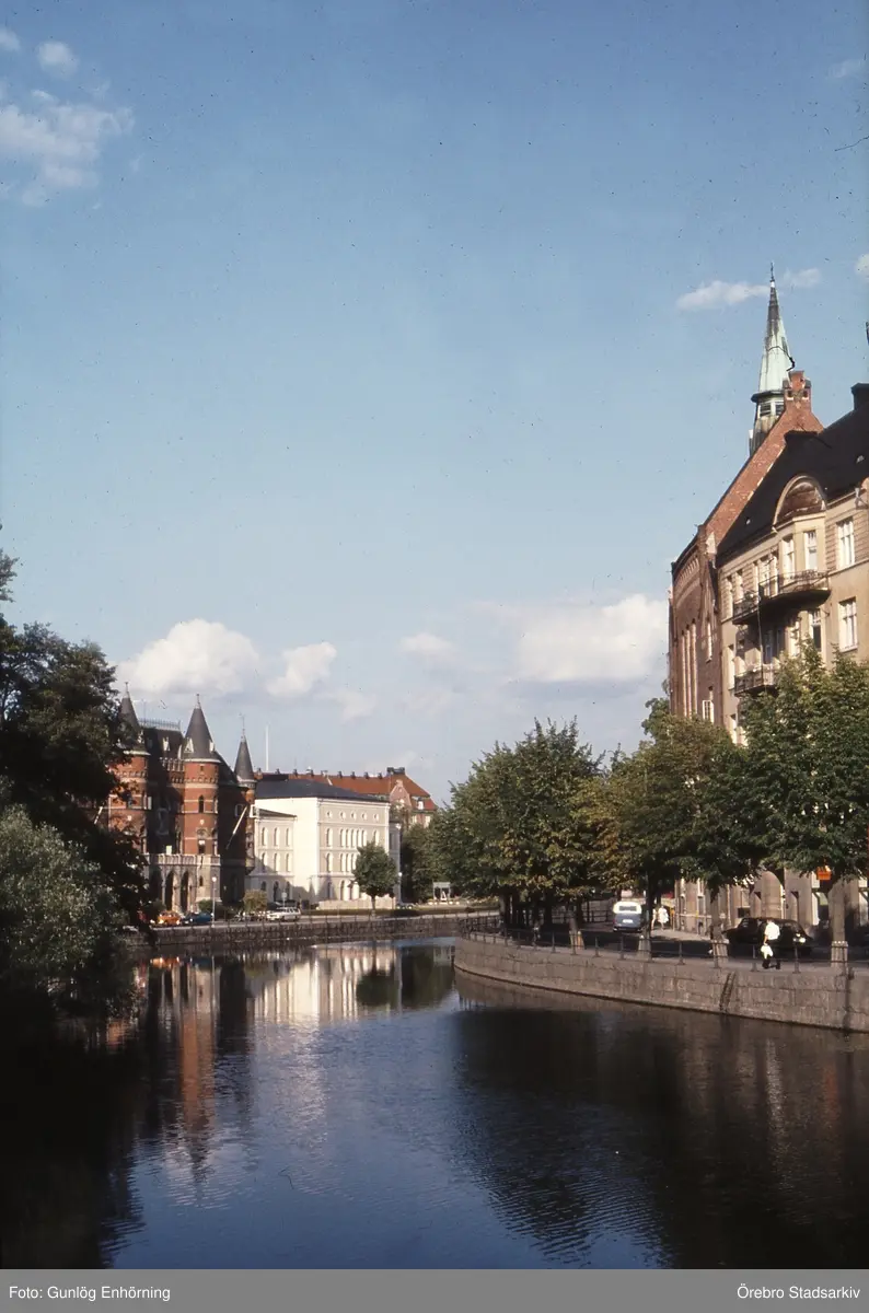 Svartån slingrar sig förbi Nerikes Allehanda och Örebro teater, 1975 ...