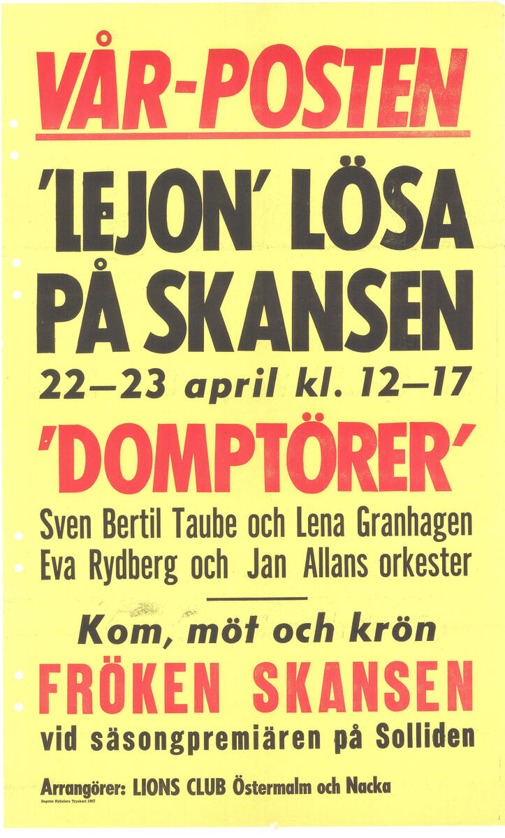 22-23 april år 1967 arrangerade Lions Club Östermalm och Nacka ...