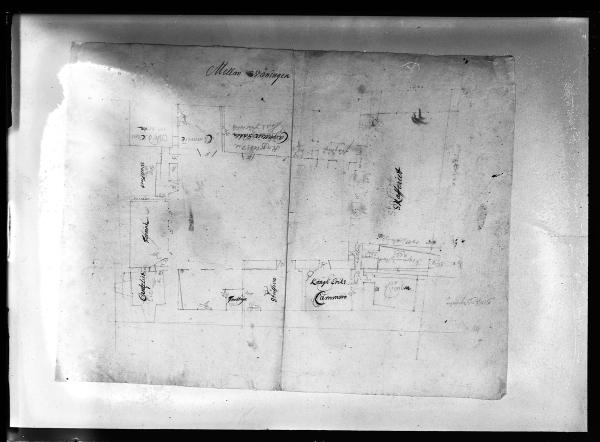 Västerås slott. Planritning våningen en trappa upp (mellanvåningen ...