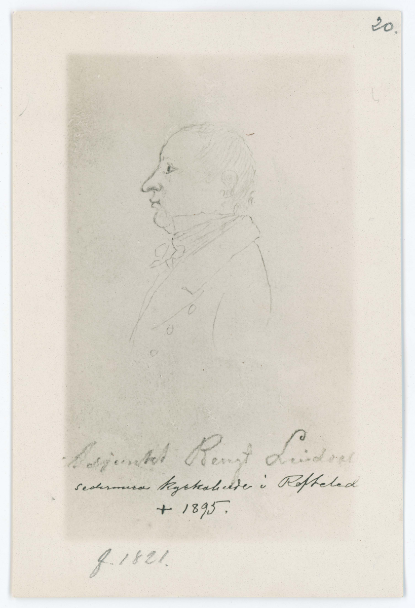 Porträtt tecknat av Sam. Adrian. Kyrkoherde Bengt Niclas Adolf Lindwall ...