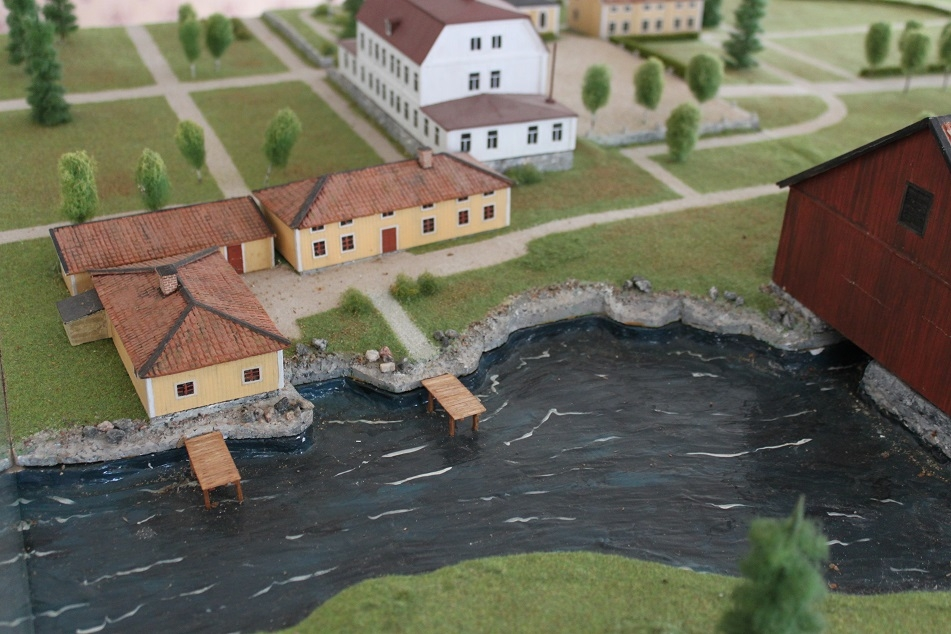 Oslättfors bruk. Modell över Oslättfors bruk som avbildar bruket som det såg ut kring år 1900 ...