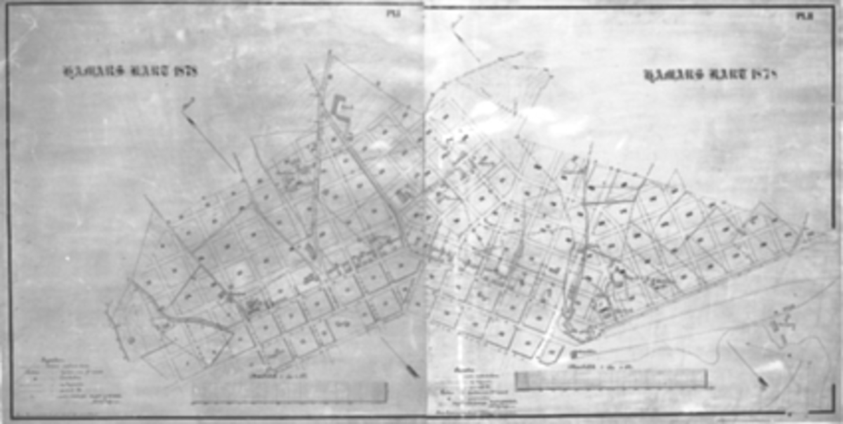 KART, HAMAR 1878 - Anno Domkirkeodden / DigitaltMuseum