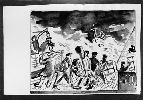 Skisser till frimärket Sjöräddningssällskapet 50 år, utgivet 1/6 1957 ...