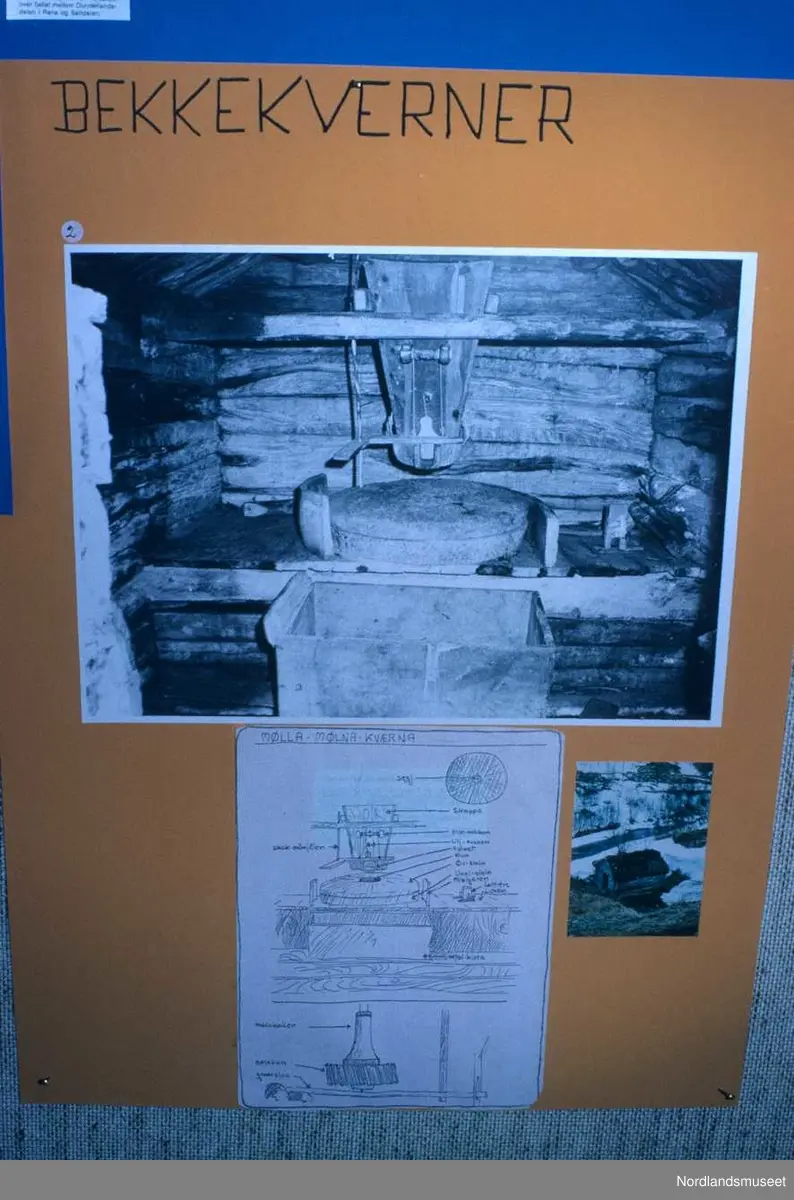fra Nordlandsmuseets utstilling, bekkekvern, plansjer og foto - Nordlandsmuseet / DigitaltMuseum