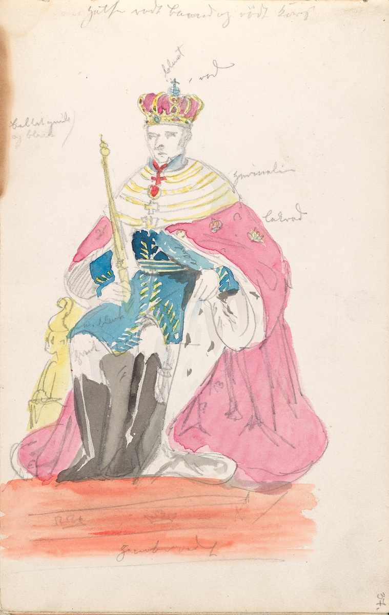 Kong Karl III Johans kroning, etter Jacob Munch [Tegning ...
