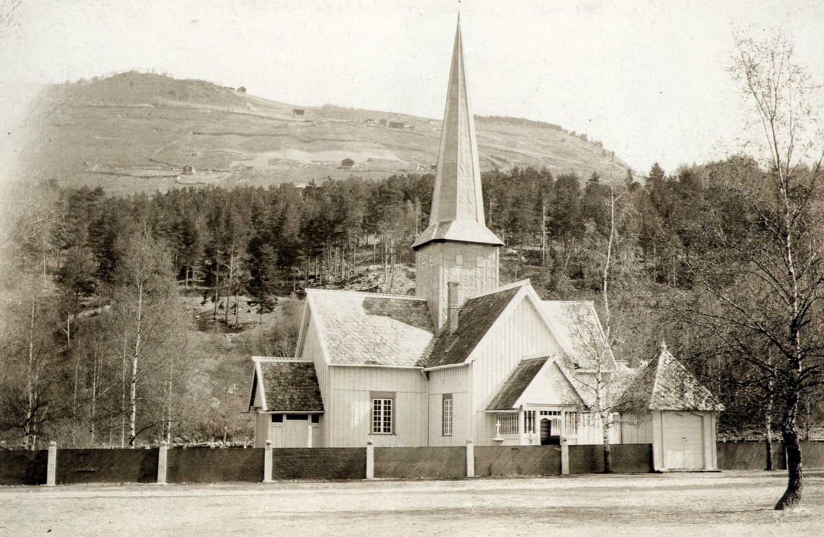 Sel kirke, Sel, Oppland. Fotografert 1910. - Norsk Folkemuseum / DigitaltMuseum