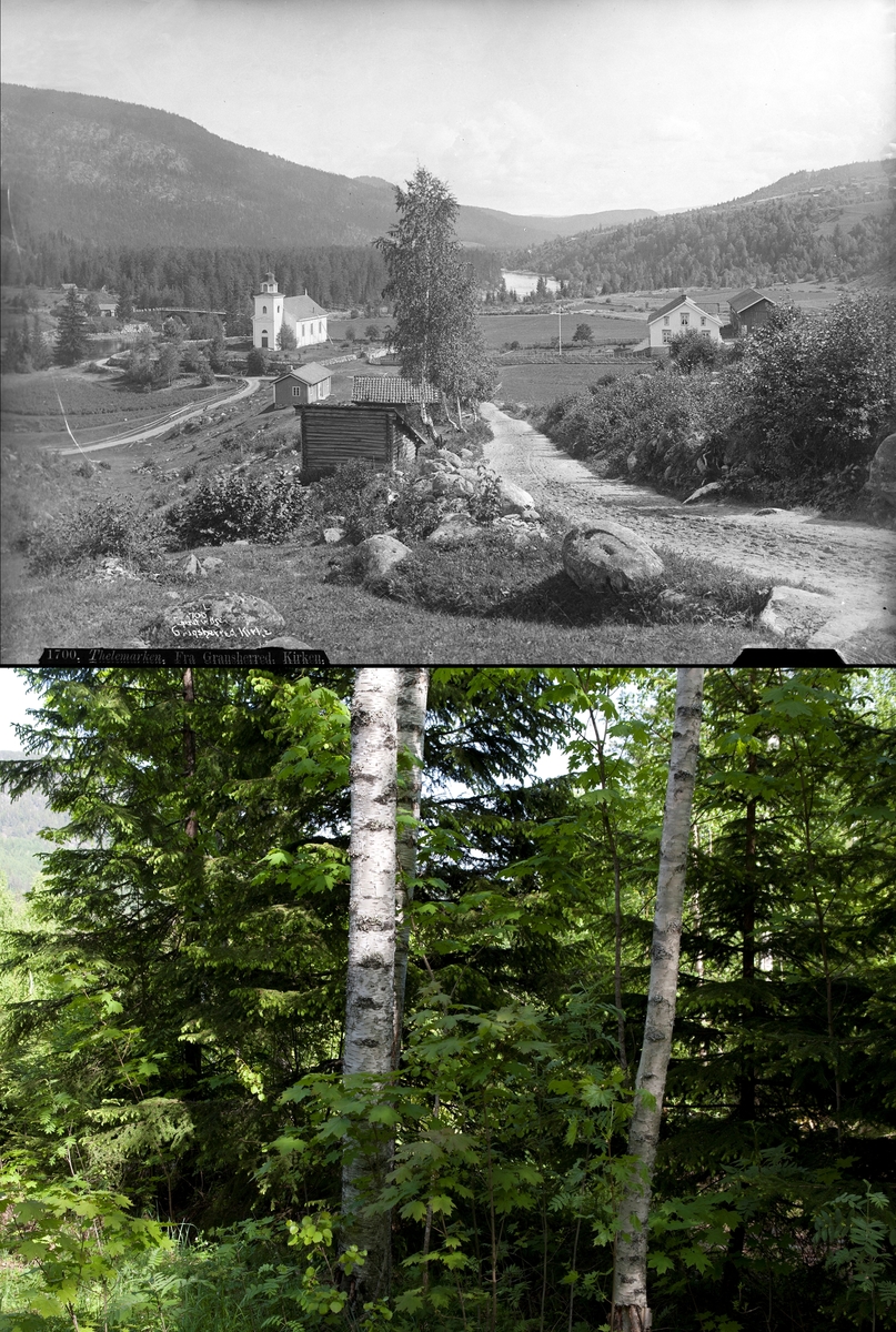 Refotografering. Langs veien til Gransherad kirke ligger det flere ...