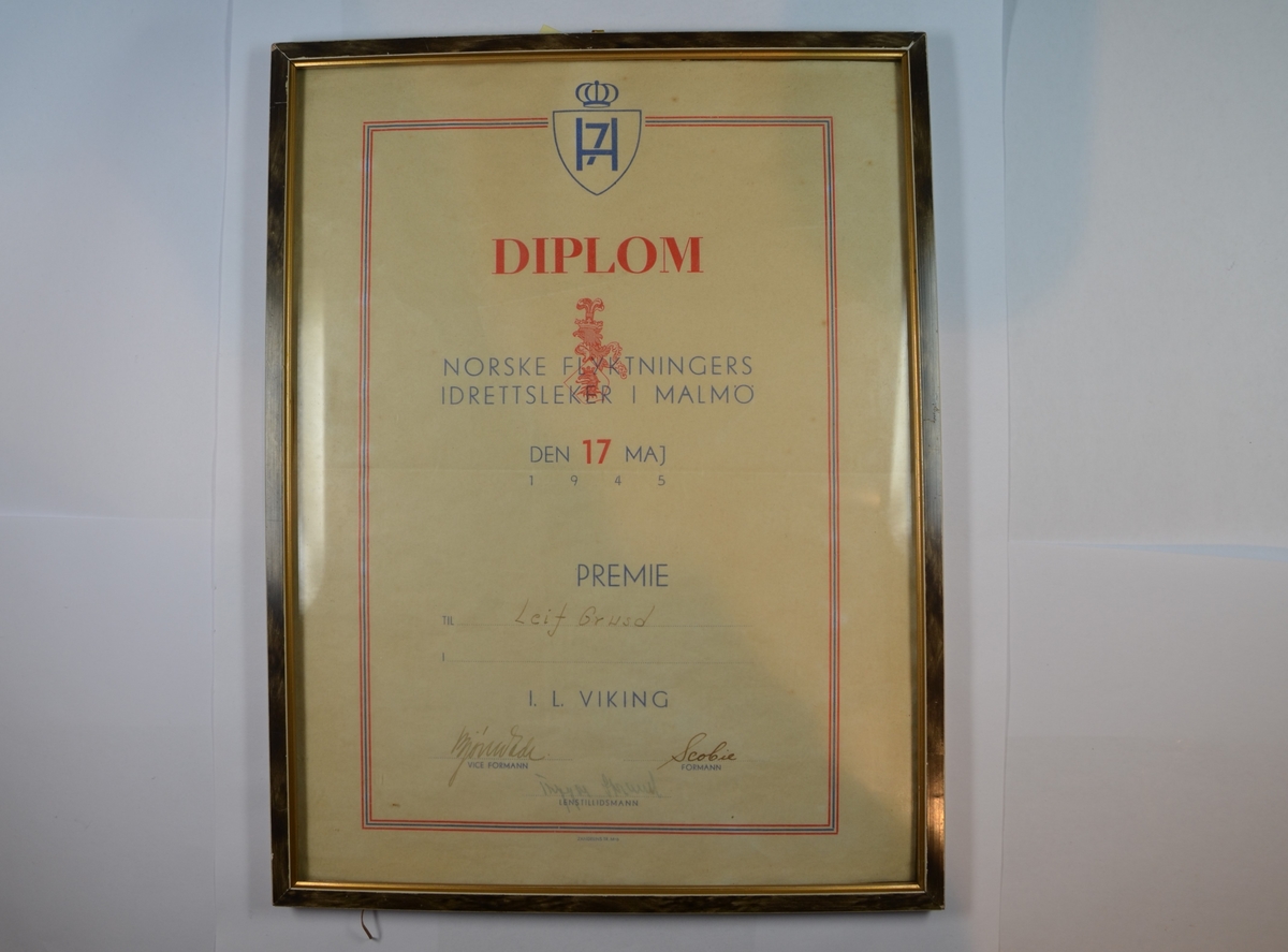 Diplom i ramme - Jødisk Museum i Oslo / DigitaltMuseum