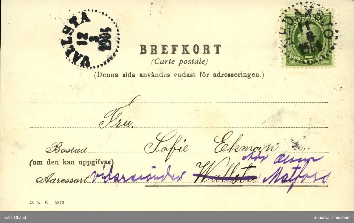 Vykort med motiv av forsen och bron över Ljungan i Matfors ...